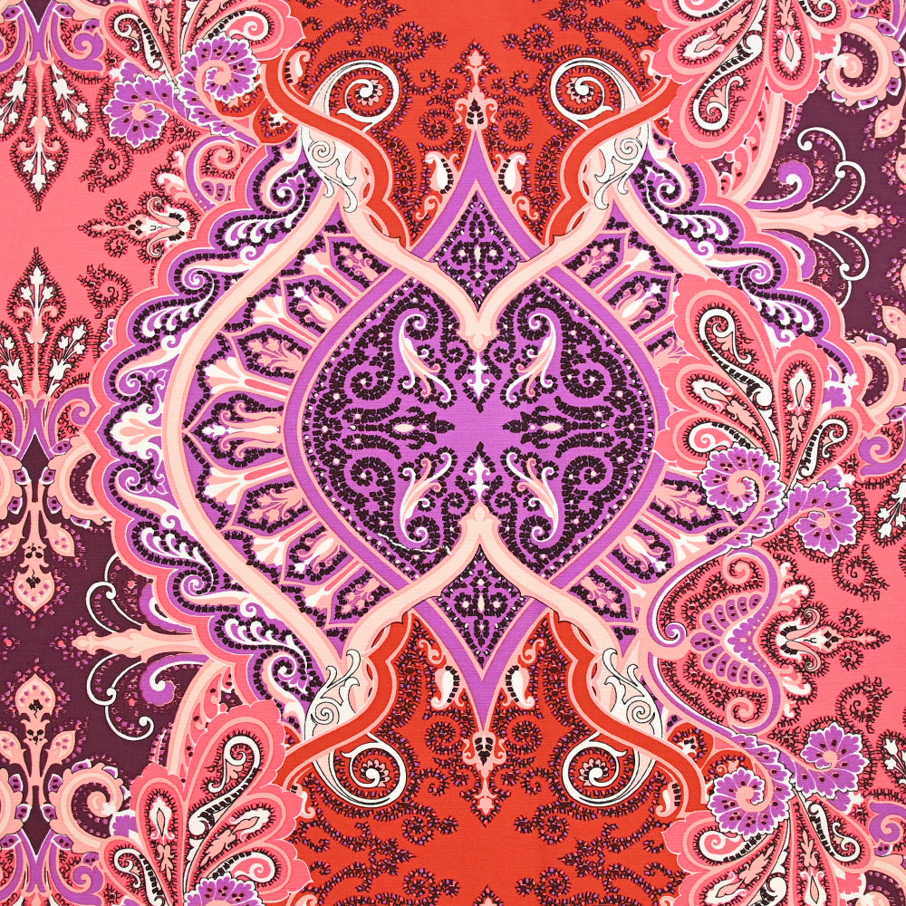Coton imprimé lourd arabesque rose et violet – Les Coupons de Saint-Pierre
