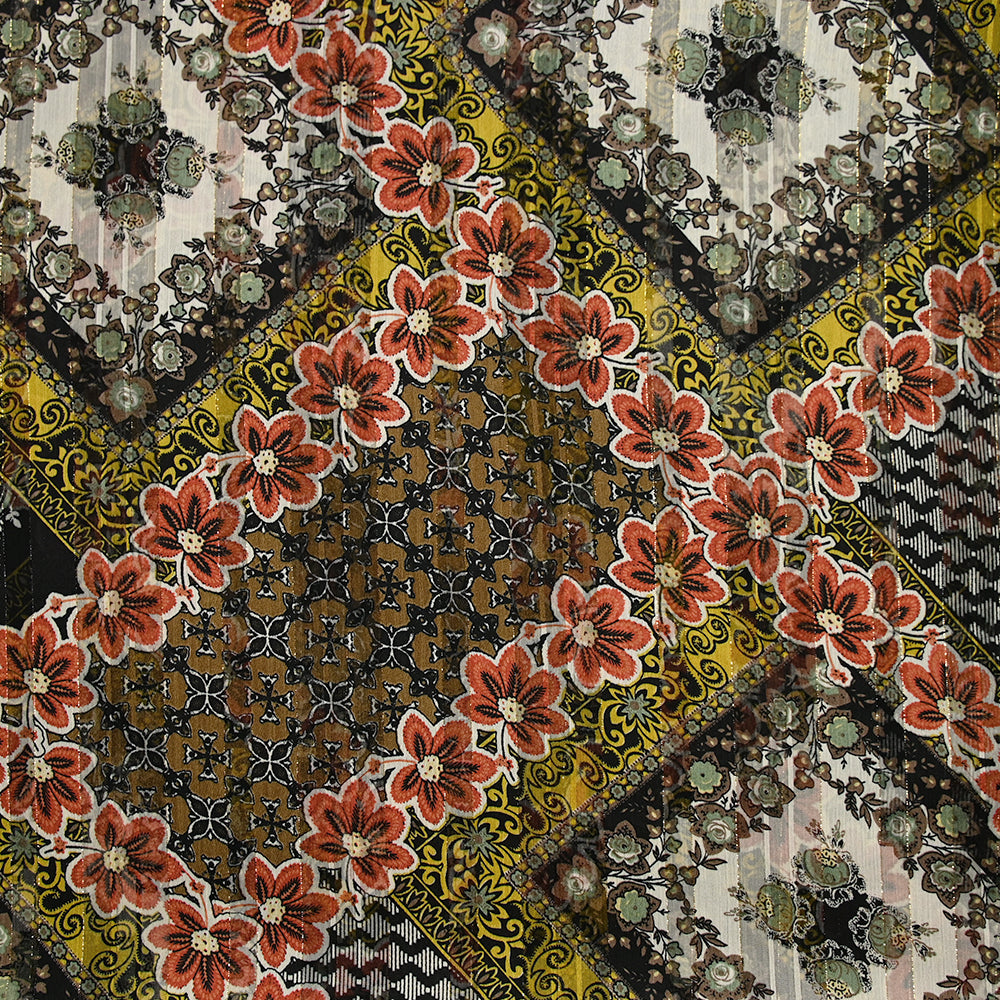 Mousseline imprimée tapisserie noir, moutarde et orange – Les Coupons ...