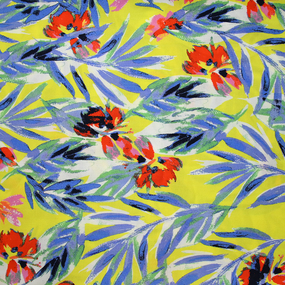 Viscose imprimée composition bleu fond jaune anis – Les Coupons de ...