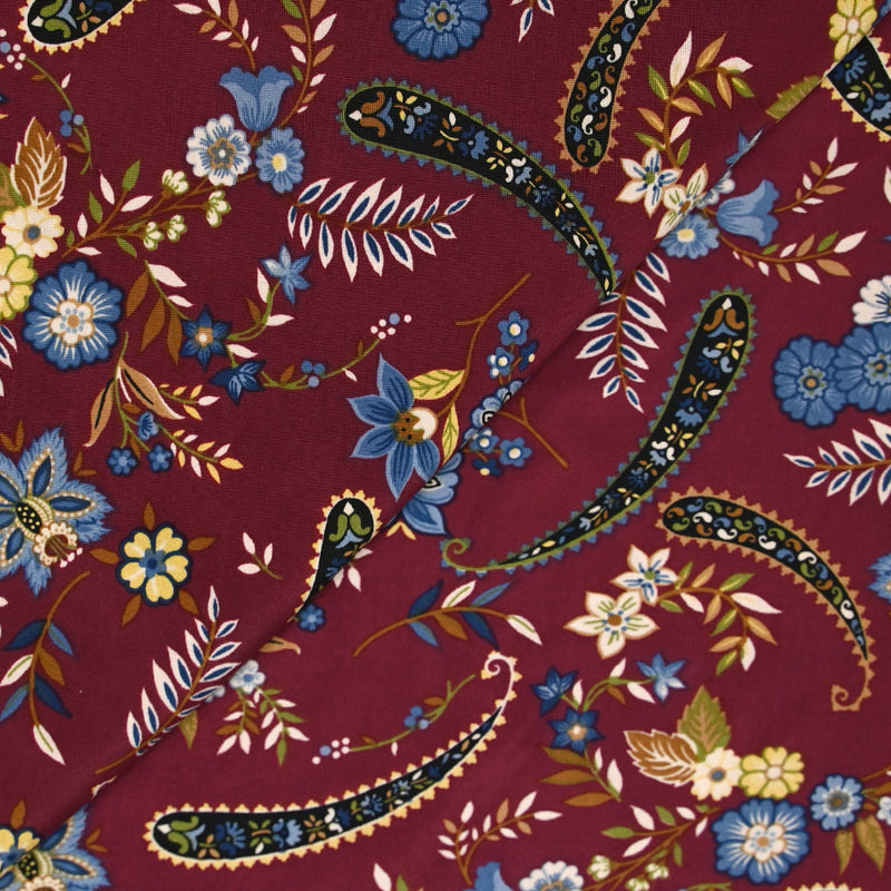 Maille maillot de bain imprimé cachemire fleur fond lie de vin – Les ...