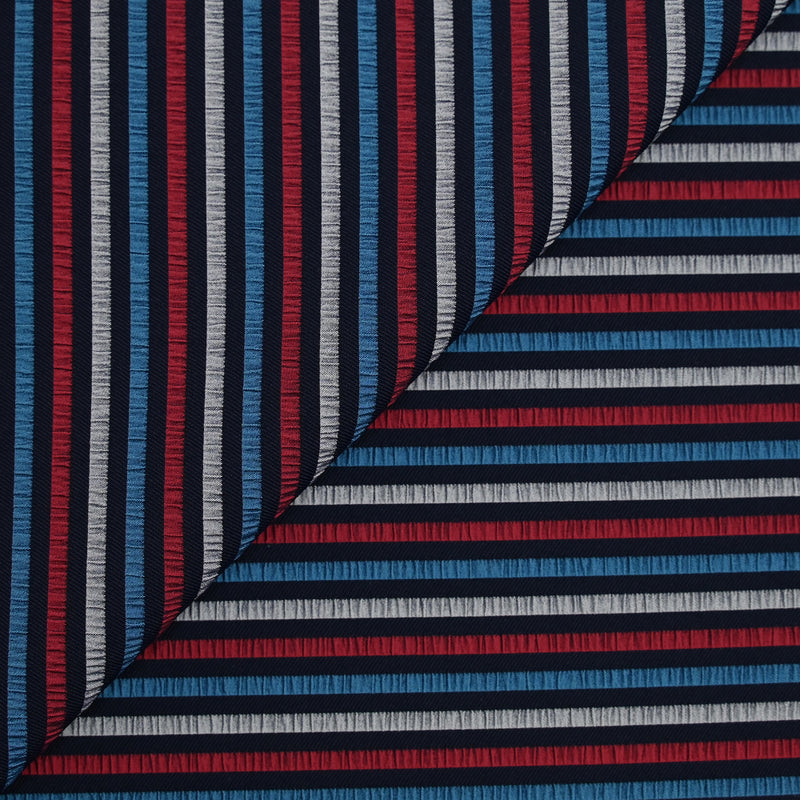 Jersey fantaisie rayures en relief marine et rouge – Les Coupons de ...