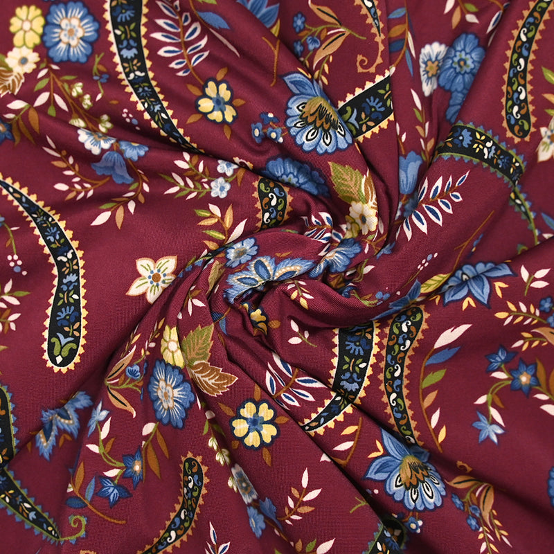 Maille maillot de bain imprimé cachemire fleur fond lie de vin – Les ...