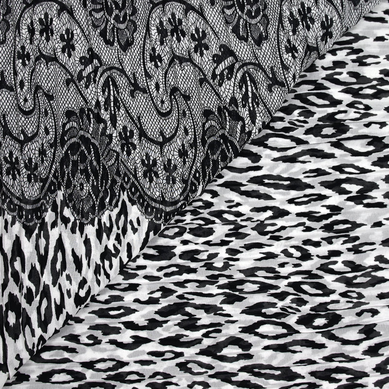 Mousseline imprimée crinkle animal et ornement noir et blanc – Les ...