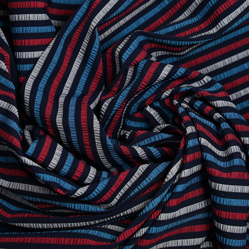 Jersey fantaisie rayures en relief marine et rouge – Les Coupons de ...