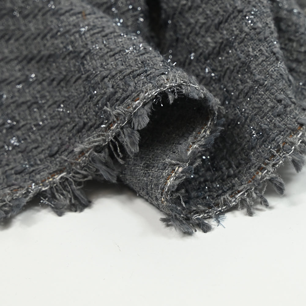 Tweed Emma lurex polyester fond gris – Les Coupons de Saint-Pierre