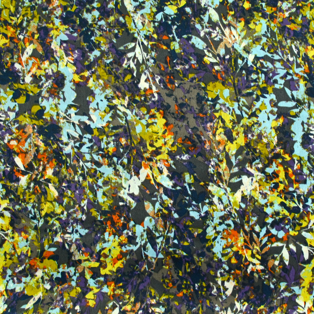 Matt polyester satin printed sky foliage – Les Coupons de Saint-Pierre