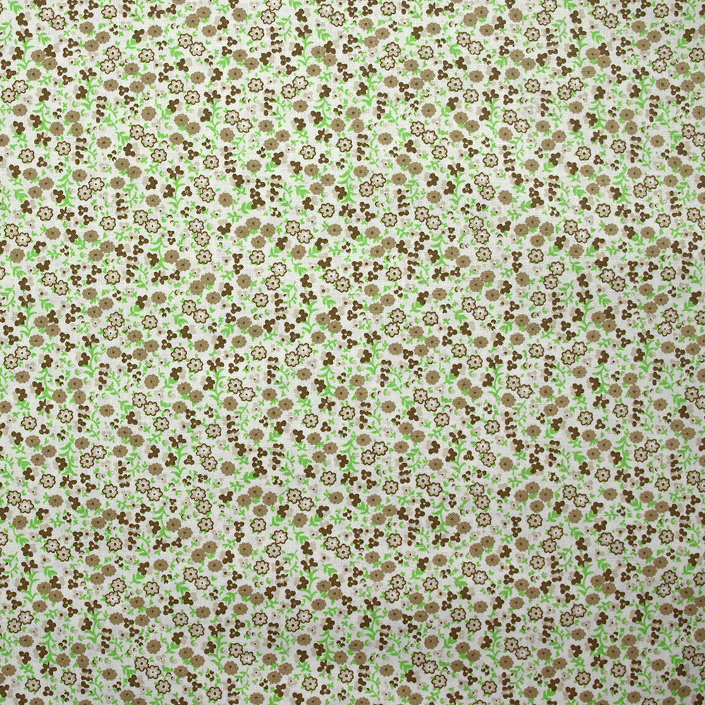 Giulia Brown Flower Print Cotton White Background – Les Coupons de ...