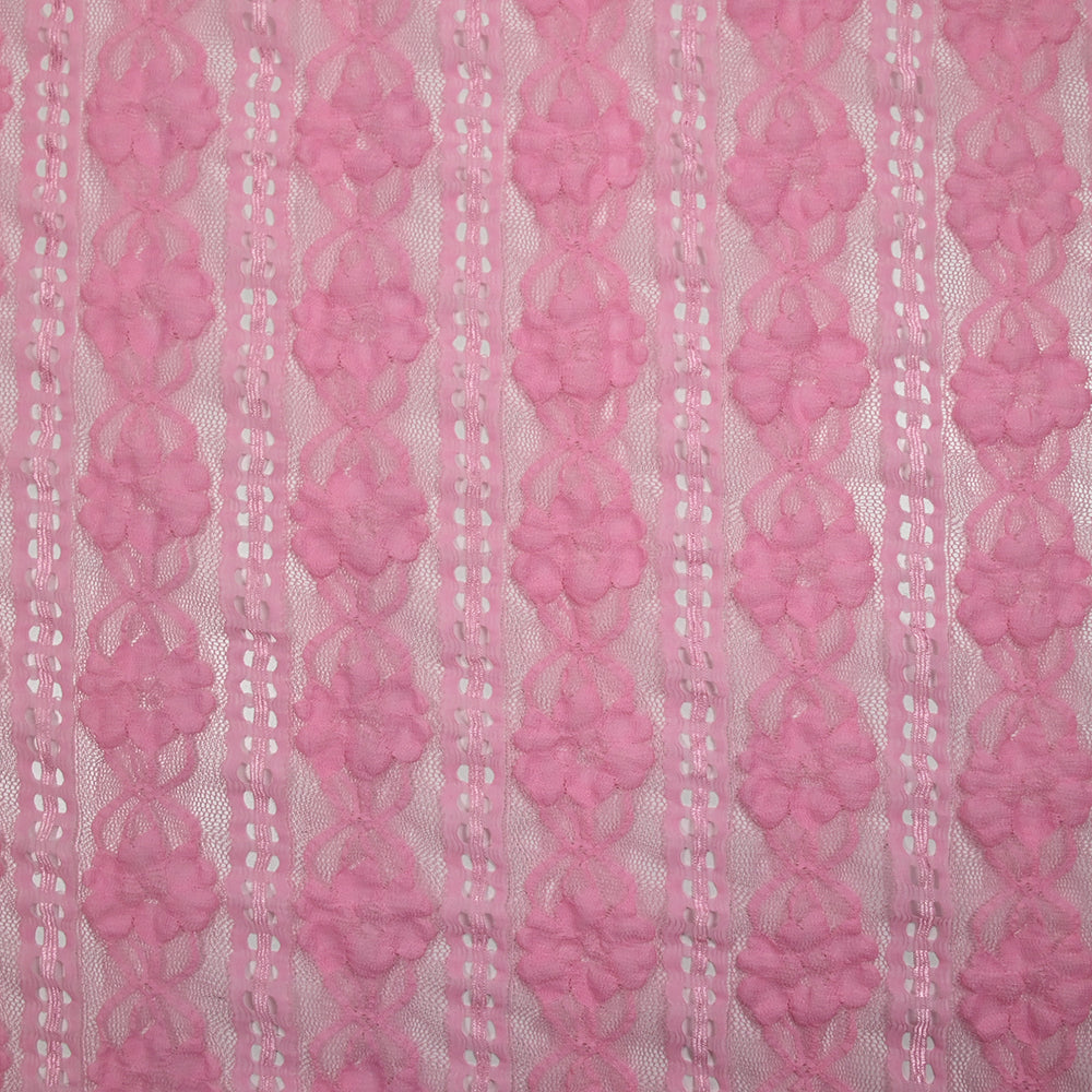 Dentelle rayure fleurs rose barbie – Les Coupons de Saint-Pierre