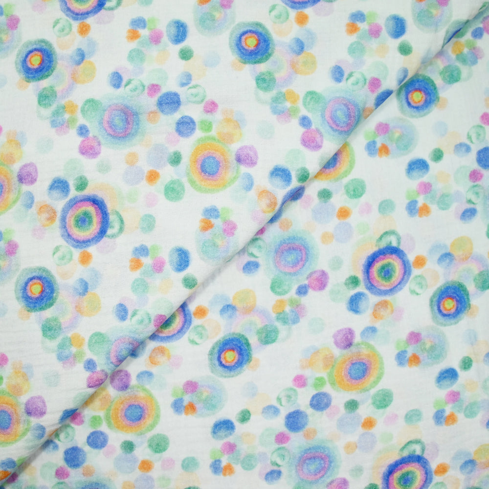 Double gaze imprimée ça bulle bleu fond blanc – Les Coupons de Saint-Pierre