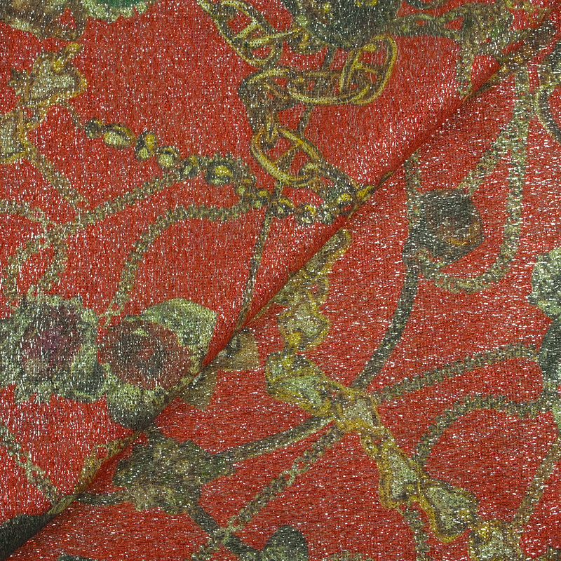 Maille polyester lamée bijoux et chaînes fond rouge – Les Coupons de ...