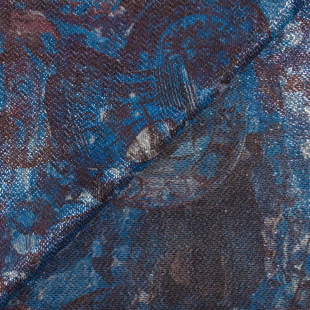 Maille polyester lamée nature morte marron rosé et bleu – Les Coupons ...