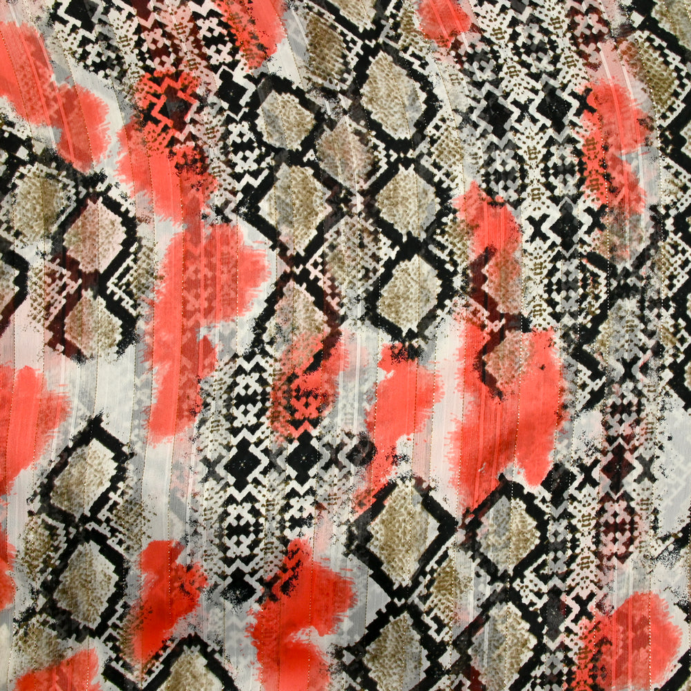 Mousseline imprimée bande satin serpent et tache corail – Les Coupons ...