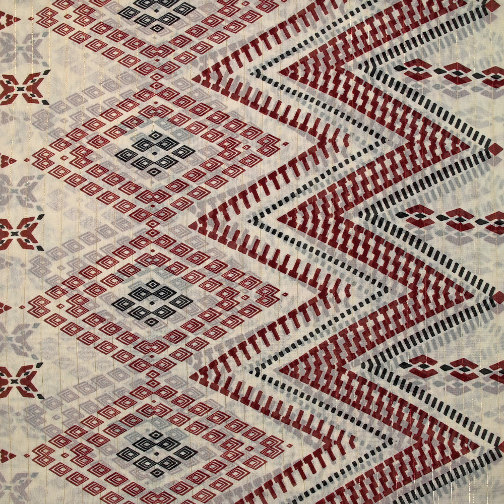 Mousseline imprimée lurex aztèque géométrique fond écru – Les Coupons ...