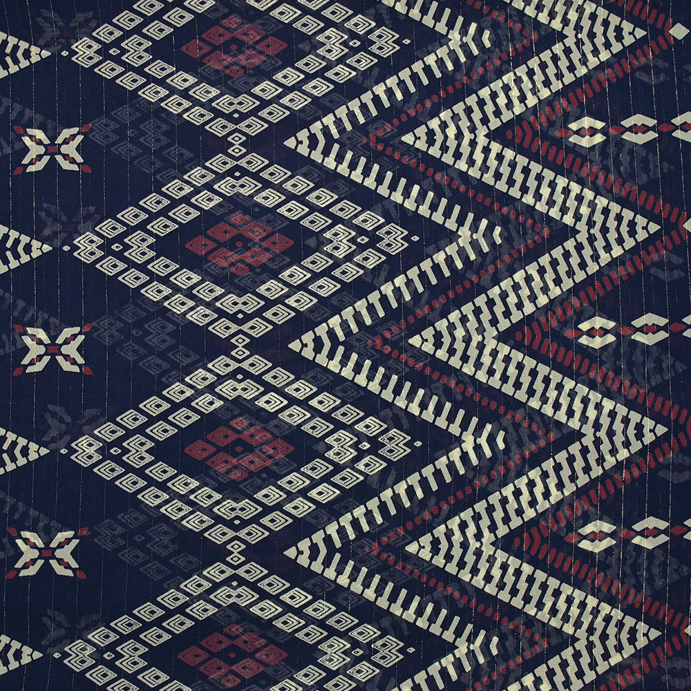 Mousseline imprimée lurex aztèque géométrique fond marine – Les Coupons ...