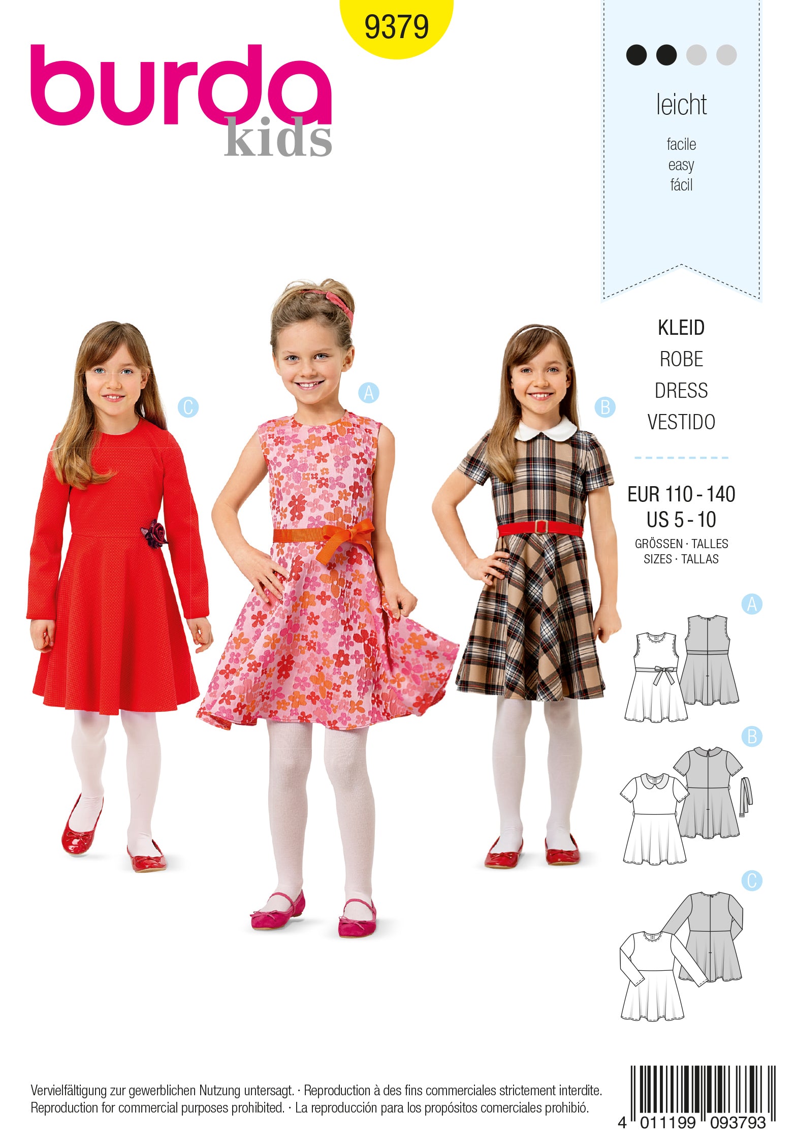 Patrón N ° 9379 Burda: Dress Girl – Les Coupons de Saint-Pierre