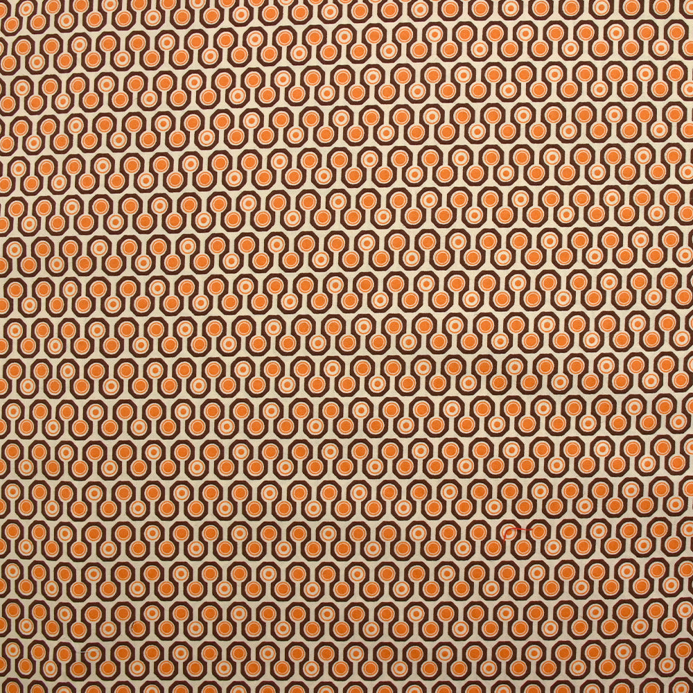 Polycoton fin chemin croisé orange fond écru – Les Coupons de Saint-Pierre