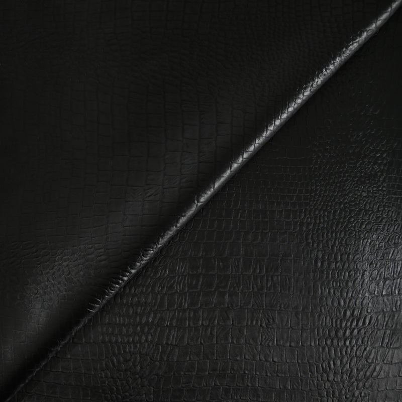 Black reptile effect polyester satin – Les Coupons de Saint-Pierre