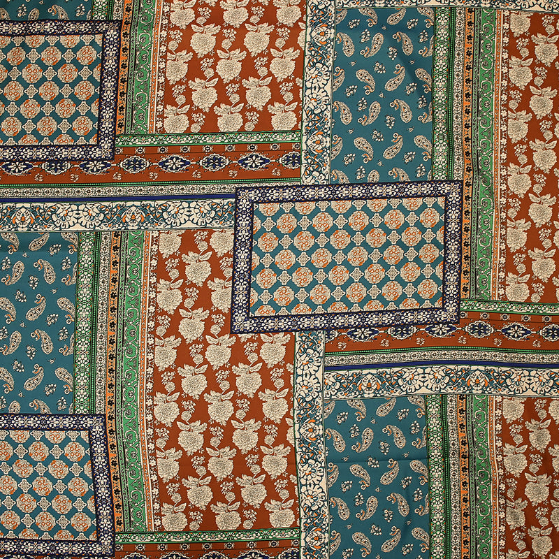 Satin polyester imprimé patchwork cachemire et fleuri multicolore – Les Coupons de Saint-Pierre