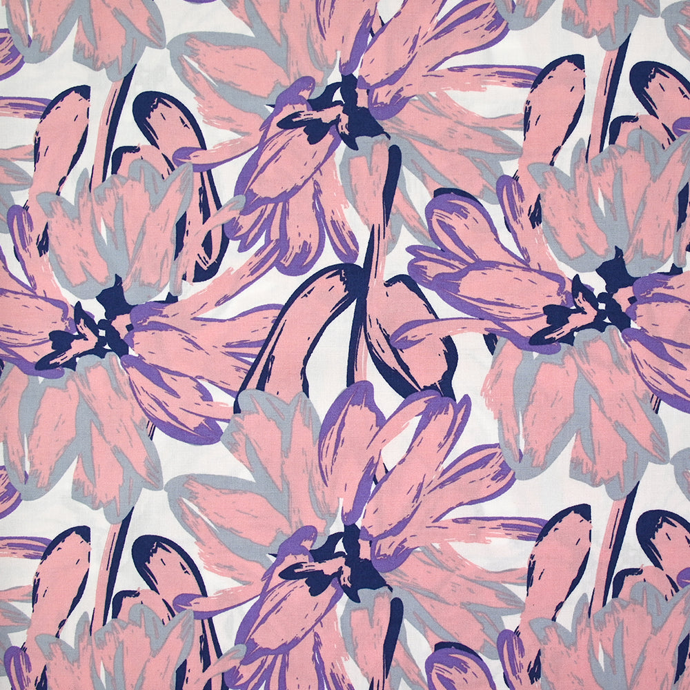 Viscose imprimée Isaorah marine et gris fond blanc – Les Coupons de ...