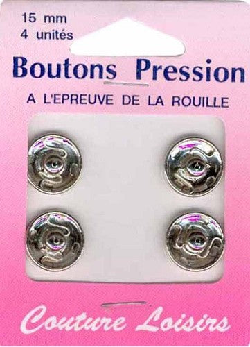 MERCERIE - TISSU - Boutons pression n°15 nickelés X4 - Les Coupons de ...