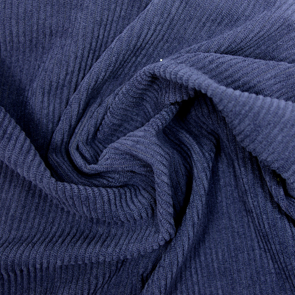 Velours polyester côtelé bleu marine – Les Coupons de Saint-Pierre